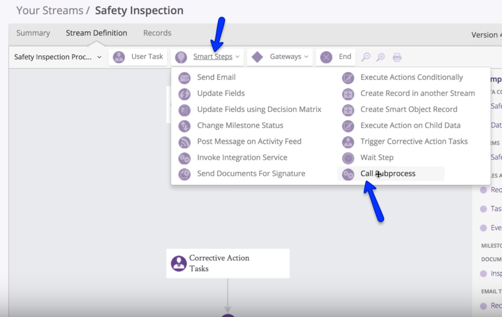 Creating Subprocesses to Update Previously Submitted Inspections